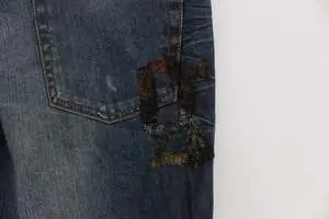 John Galliano Cotton Blend Slim Fit Jeans - Blue