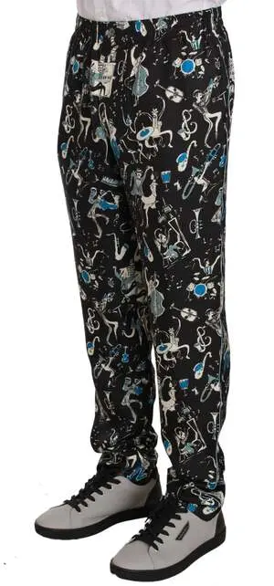 Dolce & Gabbana Musical Instrument Sleepwear Pants - Black