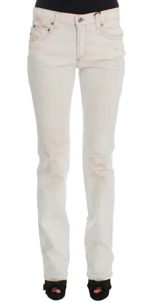 Costume National Slim Fit Bootcut Jeans - White