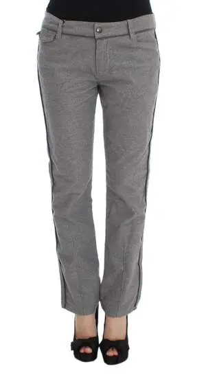 Ermanno Scervino Cotton Straight Fit Casual Trousers - Gray