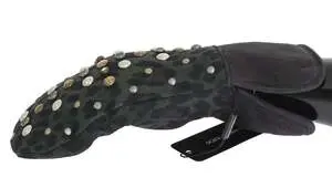 Dolce & Gabbana Wool Shearling Studded Gloves - Gray