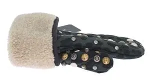 Dolce & Gabbana Wool Shearling Studded Gloves - Gray