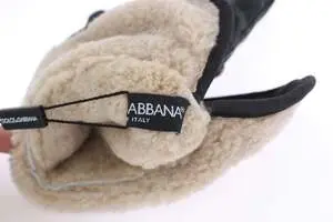 Dolce & Gabbana Wool Shearling Studded Gloves - Gray