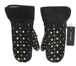 Dolce & Gabbana Wool Shearling Studded Gloves - Gray