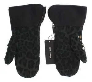 Dolce & Gabbana Wool Shearling Studded Gloves - Gray