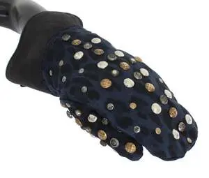 Dolce & Gabbana Leopard Print Studded Gloves
