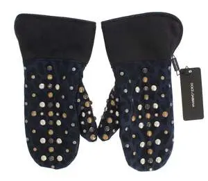 Dolce & Gabbana Leopard Print Studded Gloves