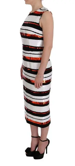 Dolce & Gabbana Striped Sequined Sheath Dress