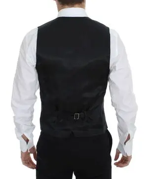 Dolce & Gabbana Striped Wool-silk Blend Dress Vest - Black