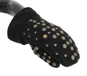 Dolce & Gabbana Wool Shearling Studded Gloves - Gray