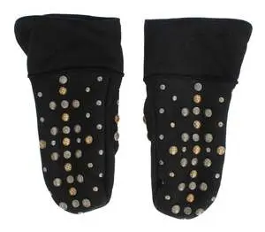 Dolce & Gabbana Wool Shearling Studded Gloves - Gray