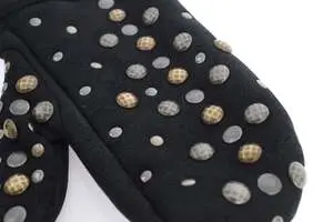 Dolce & Gabbana Wool Shearling Studded Gloves - Gray