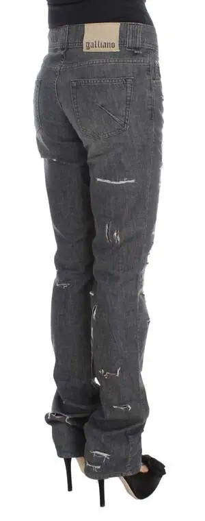 John Galliano Wash Cotton Torn Straight Fit Jeans