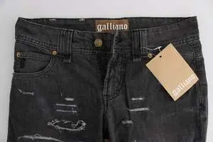 John Galliano Wash Cotton Torn Straight Fit Jeans