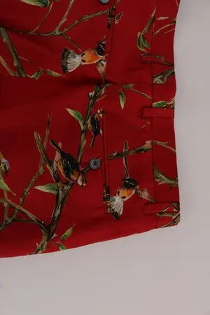 Dolce & Gabbana Silk Bird Print Trousers