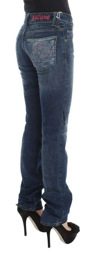 John Galliano Wash Cotton Blend Slim Fit Bootcut Jeans