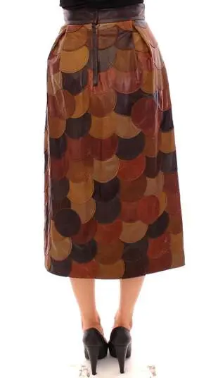 Dolce & Gabbana Patchwork Leather Straight Skirt
