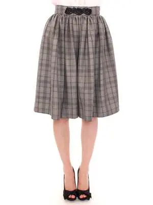 NOEMI ALEMÁN Plaid Wool Shorts Skirt