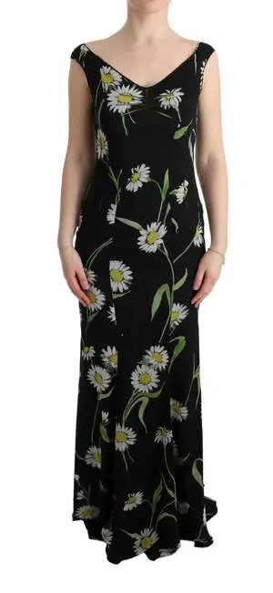 Dolce & Gabbana Sunflower Print Stretch Silk Sheath Dress