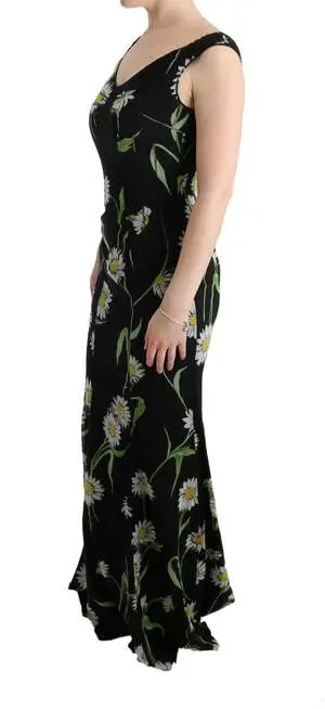 Dolce & Gabbana Sunflower Print Stretch Silk Sheath Dress