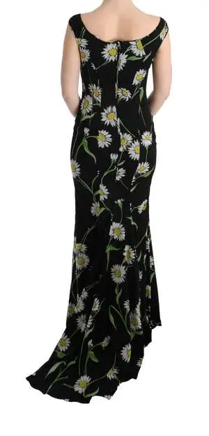 Dolce & Gabbana Sunflower Print Stretch Silk Sheath Dress