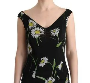 Dolce & Gabbana Sunflower Print Stretch Silk Sheath Dress