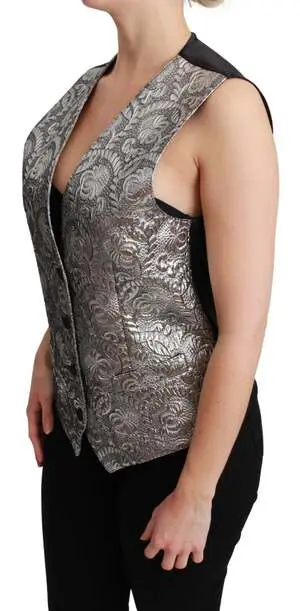 Dolce & Gabbana Brocade Sleeveless Top - Silver