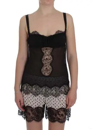Dolce & Gabbana Silk Floral Lace Lingerie Top - Black