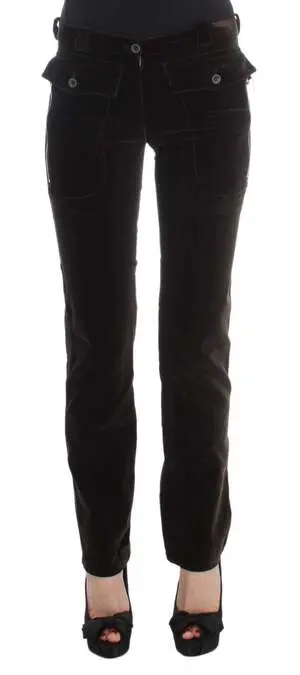 Ermanno Scervino Cotton Velvet Slim Fit Trousers - Brown