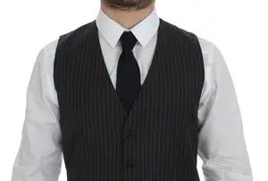 Dolce & Gabbana Wool Striped Single Breasted Vest - Gray