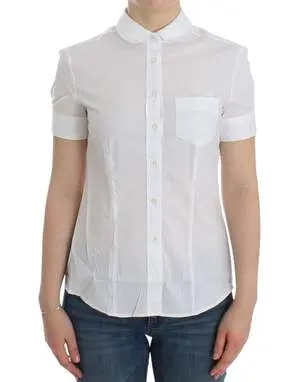 John Galliano Cotton Stretch Shirt Top - White