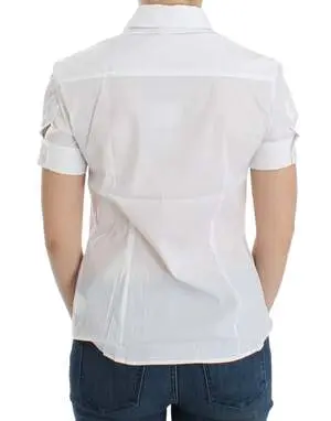John Galliano Cotton Stretch Shirt Top - White
