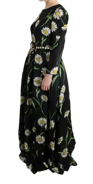 Dolce & Gabbana Silk Sunflower Print Maxi Dress