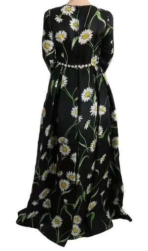Dolce & Gabbana Silk Sunflower Print Maxi Dress