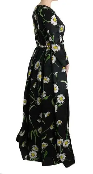 Dolce & Gabbana Silk Sunflower Print Maxi Dress