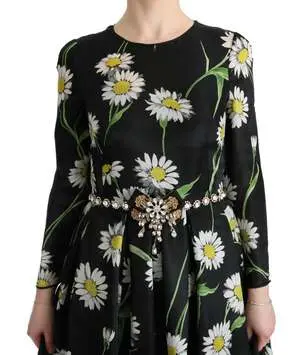 Dolce & Gabbana Silk Sunflower Print Maxi Dress