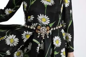 Dolce & Gabbana Silk Sunflower Print Maxi Dress