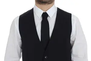 Dolce & Gabbana Single Breasted Cotton Stretch Vest - Blue