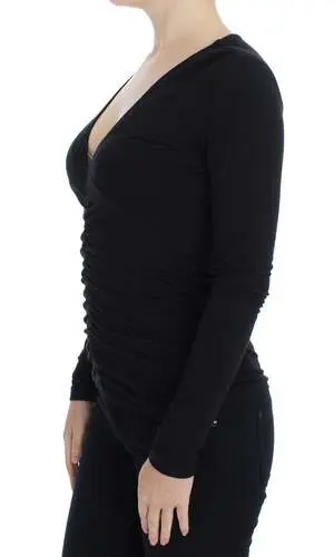 Versace Ruched V-neck Long Sleeve Sweater