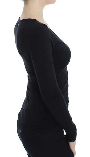 Versace Ruched V-neck Long Sleeve Sweater