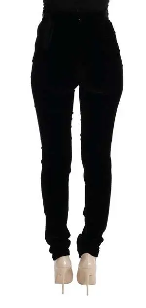 Ermanno Scervino Velvet Slim Fit Pants - Black