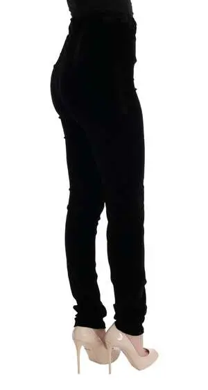 Ermanno Scervino Velvet Slim Fit Pants - Black