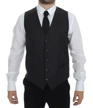 Dolce & Gabbana Striped Wool Single-breasted Vest