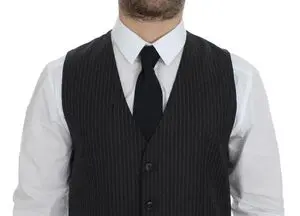 Dolce & Gabbana Striped Wool Single-breasted Vest