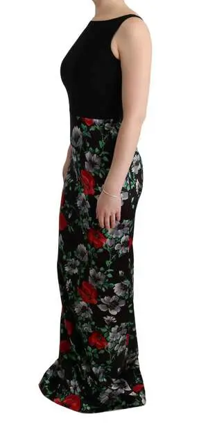 Dolce & Gabbana Floral Print Stretch Sheath Long Dress