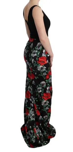 Dolce & Gabbana Floral Print Stretch Sheath Long Dress