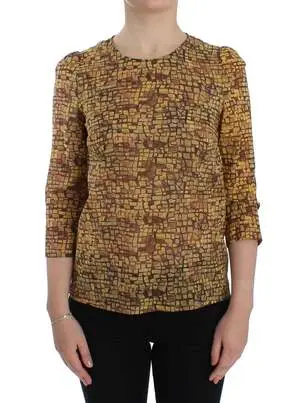 Dolce & Gabbana Mosaic Print Silk Blouse