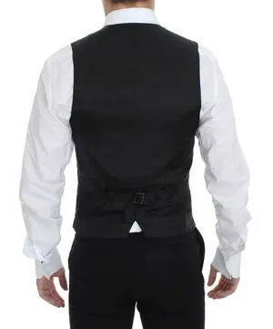 Dolce & Gabbana Striped Stretch Dress Vest - Black