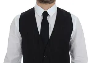 Dolce & Gabbana Striped Single-breasted Vest - Black