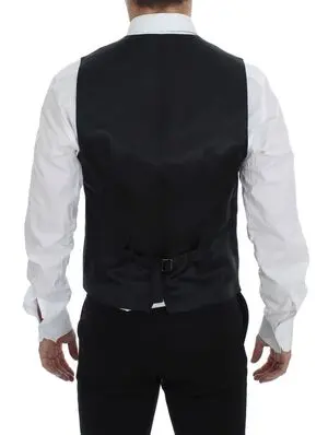 Dolce & Gabbana Striped Single-breasted Vest - Black
